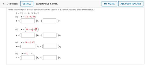 Solved Points DETAILS LARLINALG Write Chegg