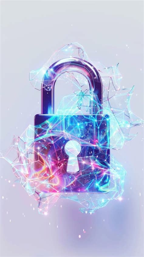 Abstract Digital Lock With Glowing Connections Cybersecurity Concept