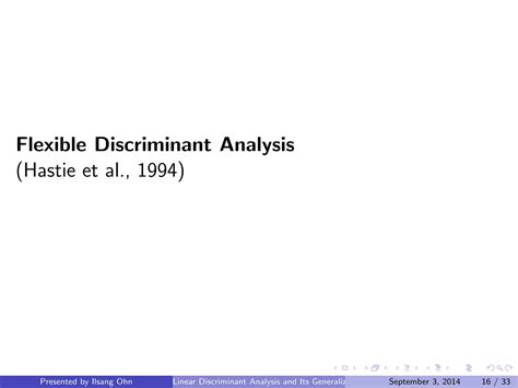 Linear Discriminant Analysis And Its Generalization Ppt