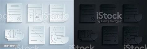 Set Delete File Document Contract With Shield Money Document Key Shopping Building And Confirmed