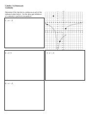 1 6 HW Continuity Docx Calculus 1 6 Homework Continuity Determine If The Function Is