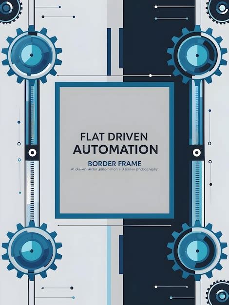 Flat AI Driven Automation Border Frame Concept As A Clean Border Frame With Gears And Digital