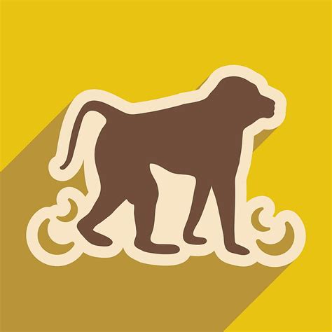 바나나 벡터와 긴 그림자 원숭이와 평면 아이콘 Eps Ai Uidownload