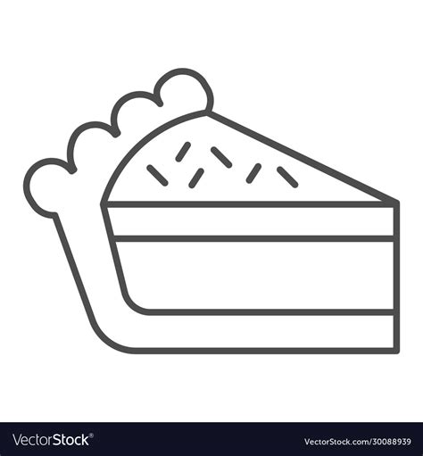 pie slice thin line icon cake dessert piece vector image