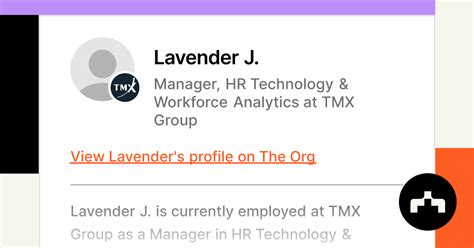 Lavender J Manager Hr Technology And Workforce Analytics At Tmx Group The Org