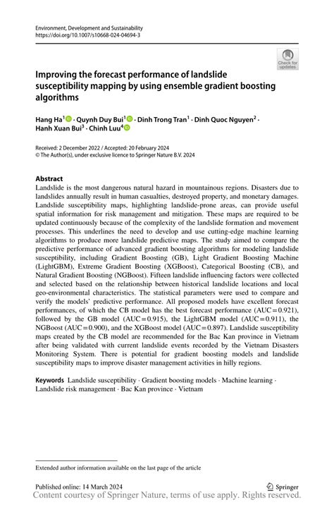 Improving The Forecast Performance Of Landslide Susceptibility Mapping