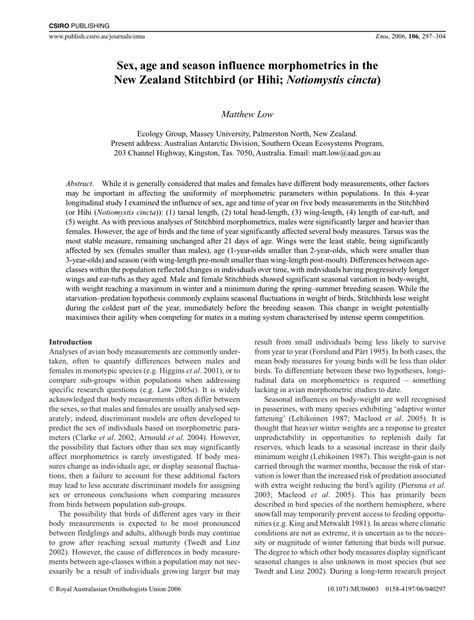 Pdf Sex Age And Season Influence Morphometrics In The New Zealand