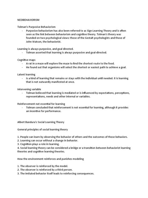 Neo Behaviorism Pdf Behaviorism Learning