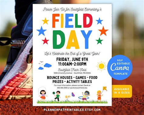 School Field Day Flyer Sports Day Canva Template Digital Download Etsy