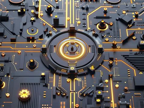 Futuristic Quantum Computing Microchip Circuit Design In Monochromatic Tones Premium Ai