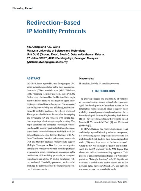 Pdf Redirection Based Ip Mobility Protocols