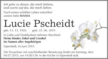 Traueranzeigen von Lucie Pscheidt | www.abschied-nehmen.de