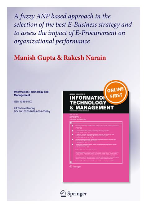 Pdf A Fuzzy Anp Based Approach In The Selection Of The Best E
