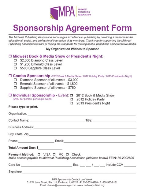 Nonprofit Sponsorship Agreement Template Fill Out And Sign Online Dochub
