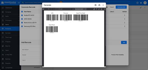 How To Generate Barcode In Moon Invoice Pos Moon Invoice Easy Invoicing