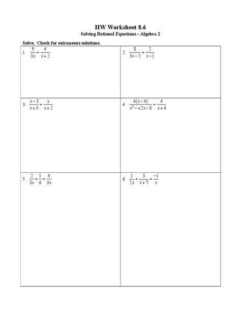 Solving Rational Equations Worksheet With Answers Pdf Fill