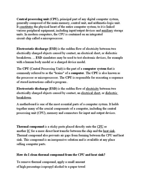 Additional Info Computer Pdf Electrostatic Discharge Central