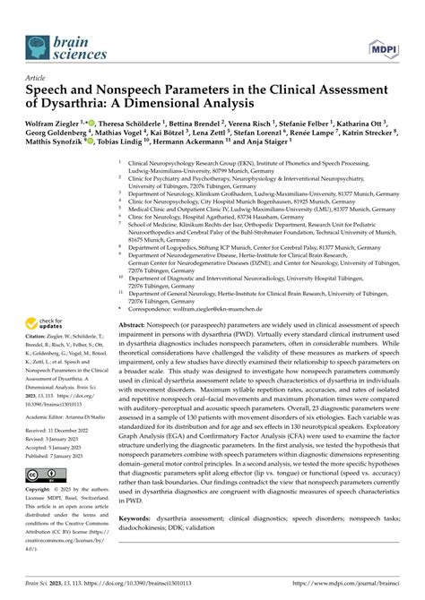 Pdf Speech And Nonspeech Parameters In The Clinical Assessment Of
