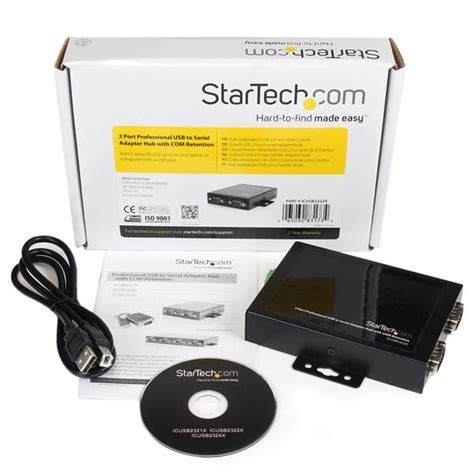 StarTech Com 2 Port Wall Mountable USB To Serial Adapter Hub With COM Retention Transparent