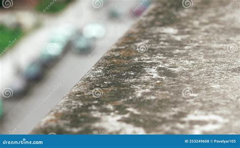 Weathered Rotting Concrete Window Sill With Mold Close Up Due To Humid Climate Stock Footage