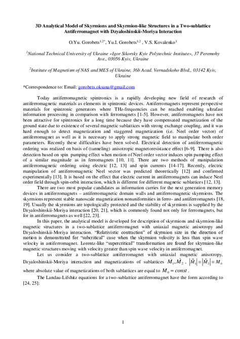 Pdf 3d Analytical Model Of Skyrmions And Skyrmion Like Structures In
