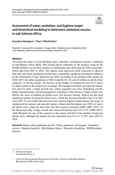 Assessment Of Water Sanitation And Hygiene Target And Theoretical