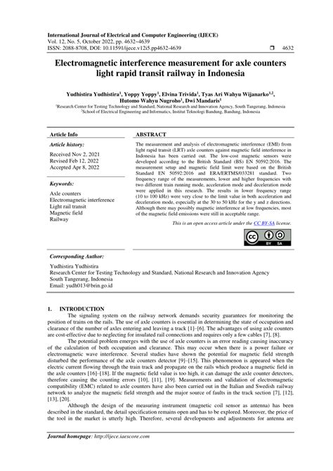Pdf Electromagnetic Interference Measurement For Axle Counters Light Rapid Transit Railway In