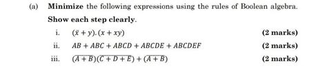 Solved A Minimize The Following Expressions Using The