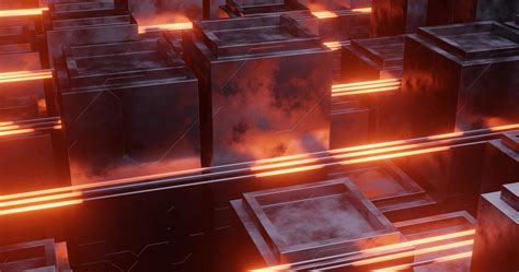 Abstract Background Using Building Pattern With Metallic And Voronoi Texture Orange Laser Light