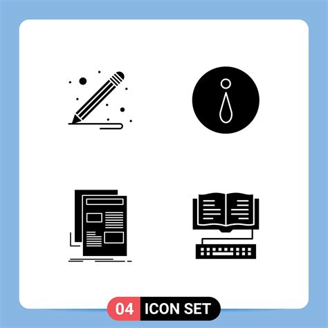 Thematic Vector Solid Glyphs And Editable Symbols Of Pencil Paper Info Newsletter Education