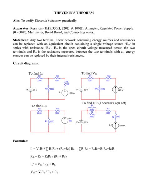 Thevenins Theorem Aim To Verify Thevenins Theorem