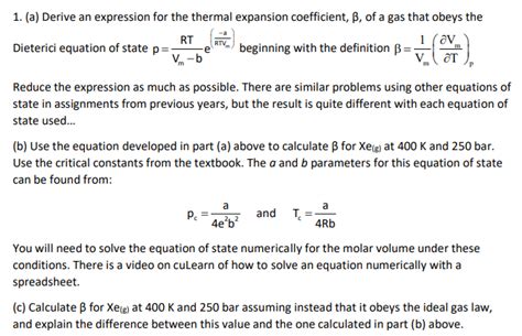 1 A Derive An Expression For The Thermal Expansion