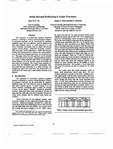 Stride Directed Prefetching In Scalar Processors Ieee Conference Publication Ieee Xplore