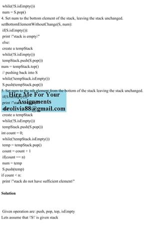 Given Operation Are Push Pop Top IsEmptyLets Assume That Pdf