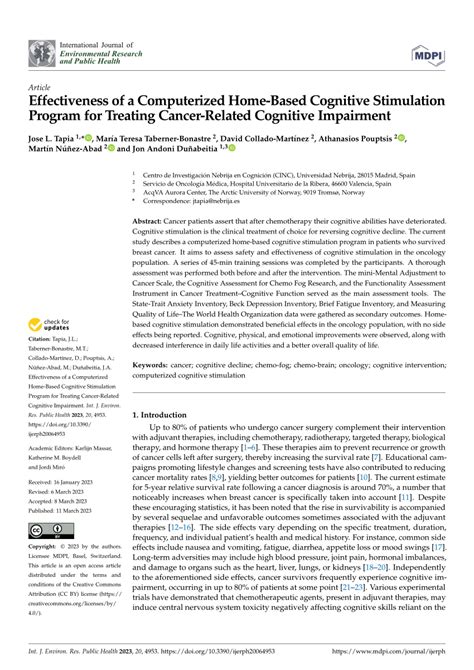 Pdf Effectiveness Of A Computerized Home Based Cognitive Stimulation