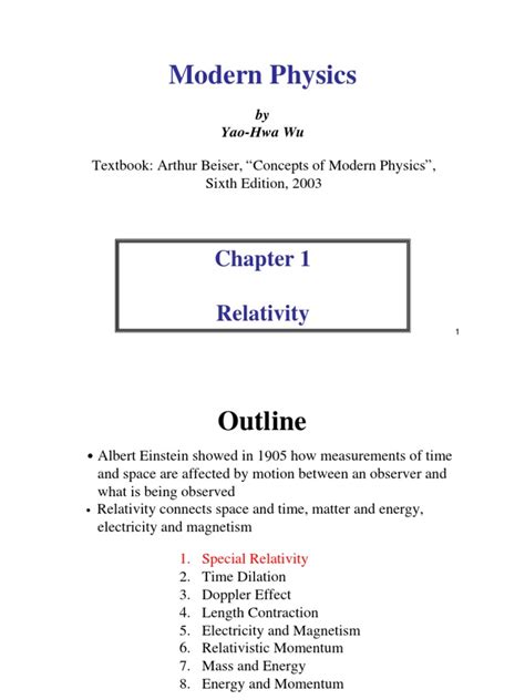 Chapter1 Relativity Pdf Special Relativity Electronvolt