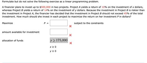 Solved Formulate But Do Not Solve The Following Exercise As