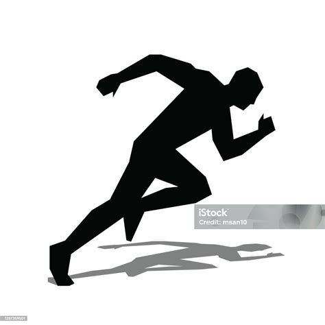 러너 플랫 아이콘 런닝 맨 벡터 실루엣 개념 그림자를 실행합니다 육상 선수 단거리 경기에 대한 스톡 벡터 아트 및 기타 이미지 단거리 경기 역주 예술 Istock