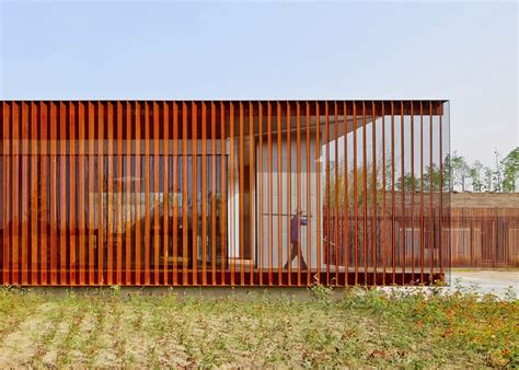 Red Mesh Shades Farm Visitor Centre In China By Vector Architects