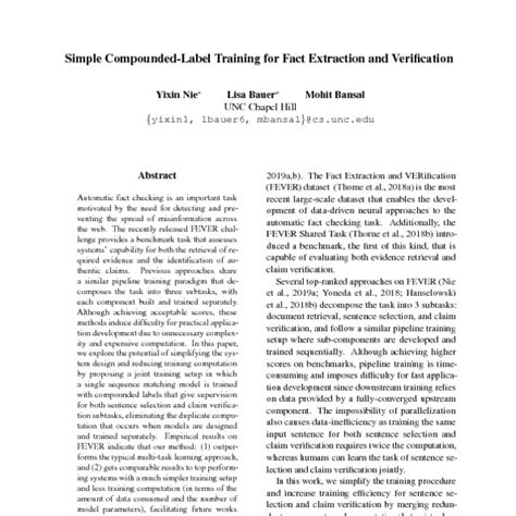 Simple Compounded Label Training For Fact Extraction And Verification Acl Anthology