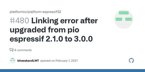 Linking Error After Upgraded From Pio Espressif To Issue Platformio