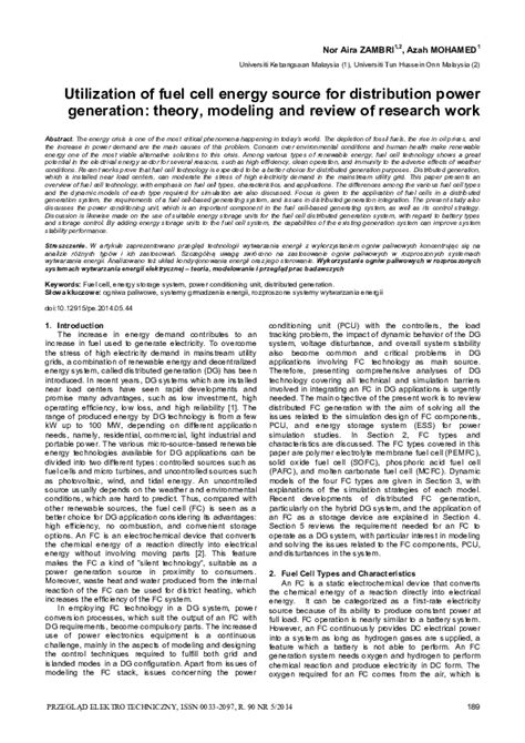 Pdf Utilization Of Fuel Cell Energy Source For Distribution Power