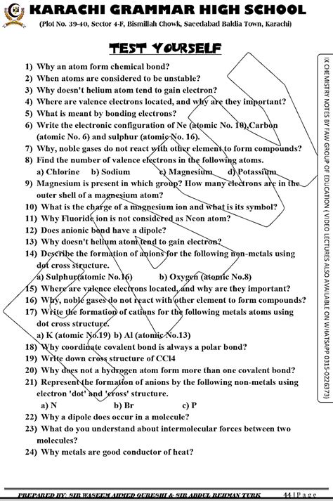 Education Is The Key To Success Chemistry For Class IX New Book Chapter No 4 Chemical