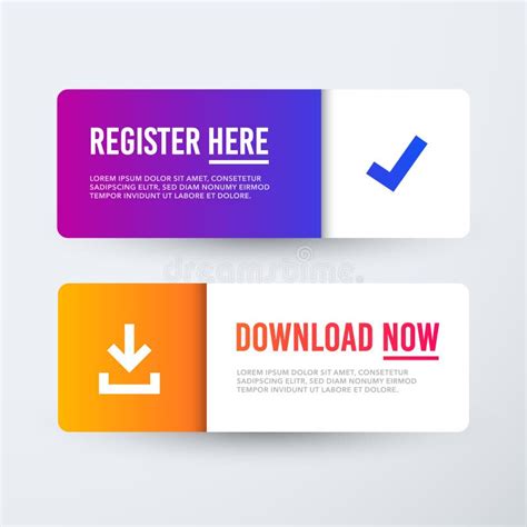 Colorful User Interface Pop Up With Register Here And Download Now Stock Vector Illustration
