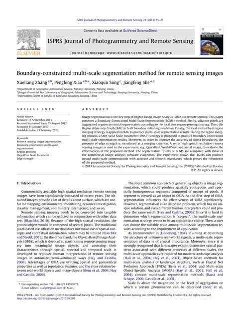 Pdf Boundary Constrained Multi Scale Segmentation Method For Remote