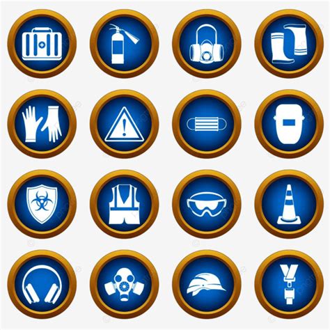 Digital Safety Vector Art Png Safety Icons Blue Circle Set Isolated On