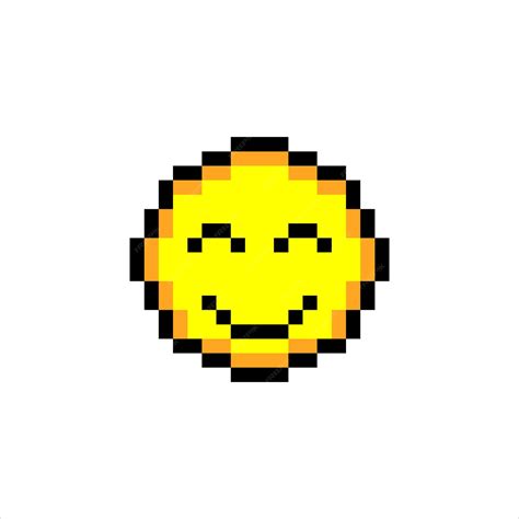 픽셀 아트의 이모티콘 또는 이모티콘 얼굴 아이콘 벡터 일러스트 레이 션 프리미엄 벡터