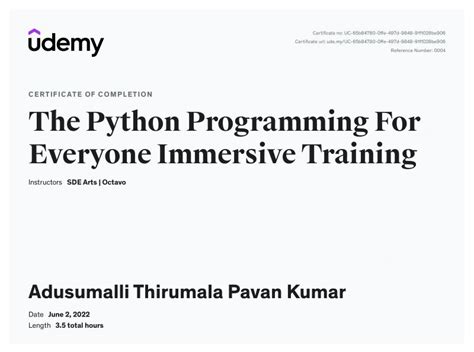 Pavan Adusumalli On Linkedin Check Out This Certificate I Got For The Python Programming For