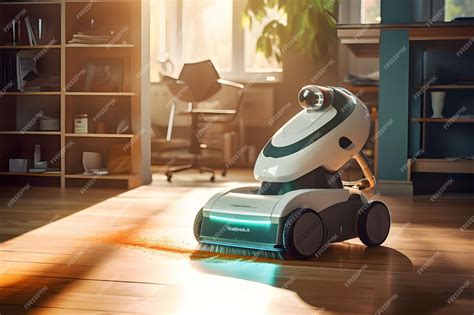Premium Ai Image Robot Cleaning The Floor And Performing Housework