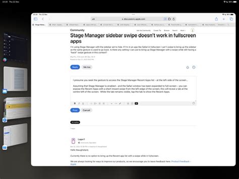 Stage Manager Sidebar Swipe Doesnt Work Apple Community